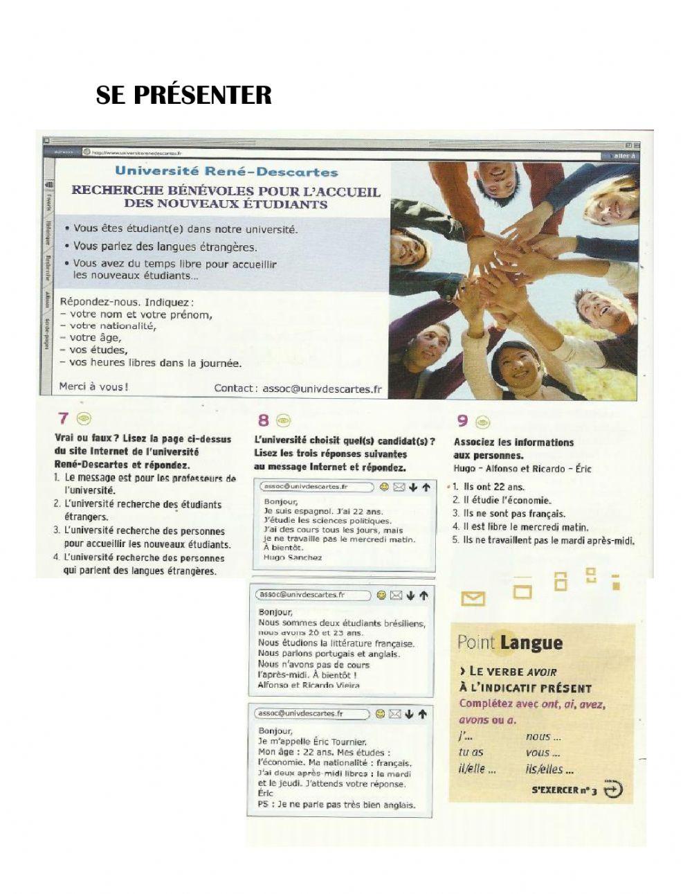 Se présenter | Natasha Sanchez Gomez | Live Worksheets