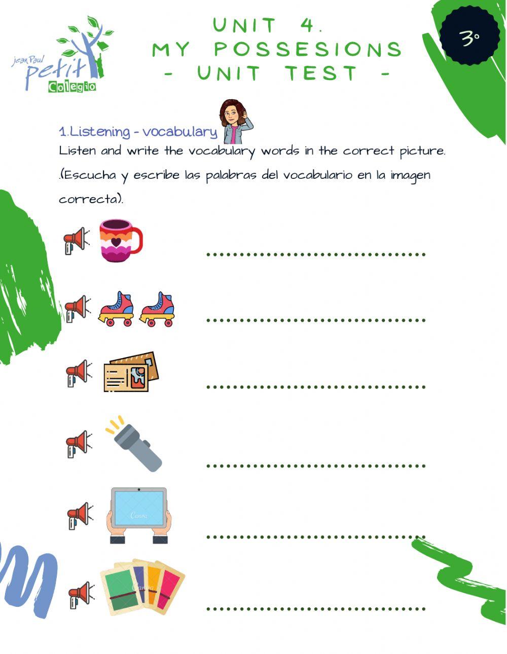 Unit 4. my poss… | Free Interactive Worksheets | 593026