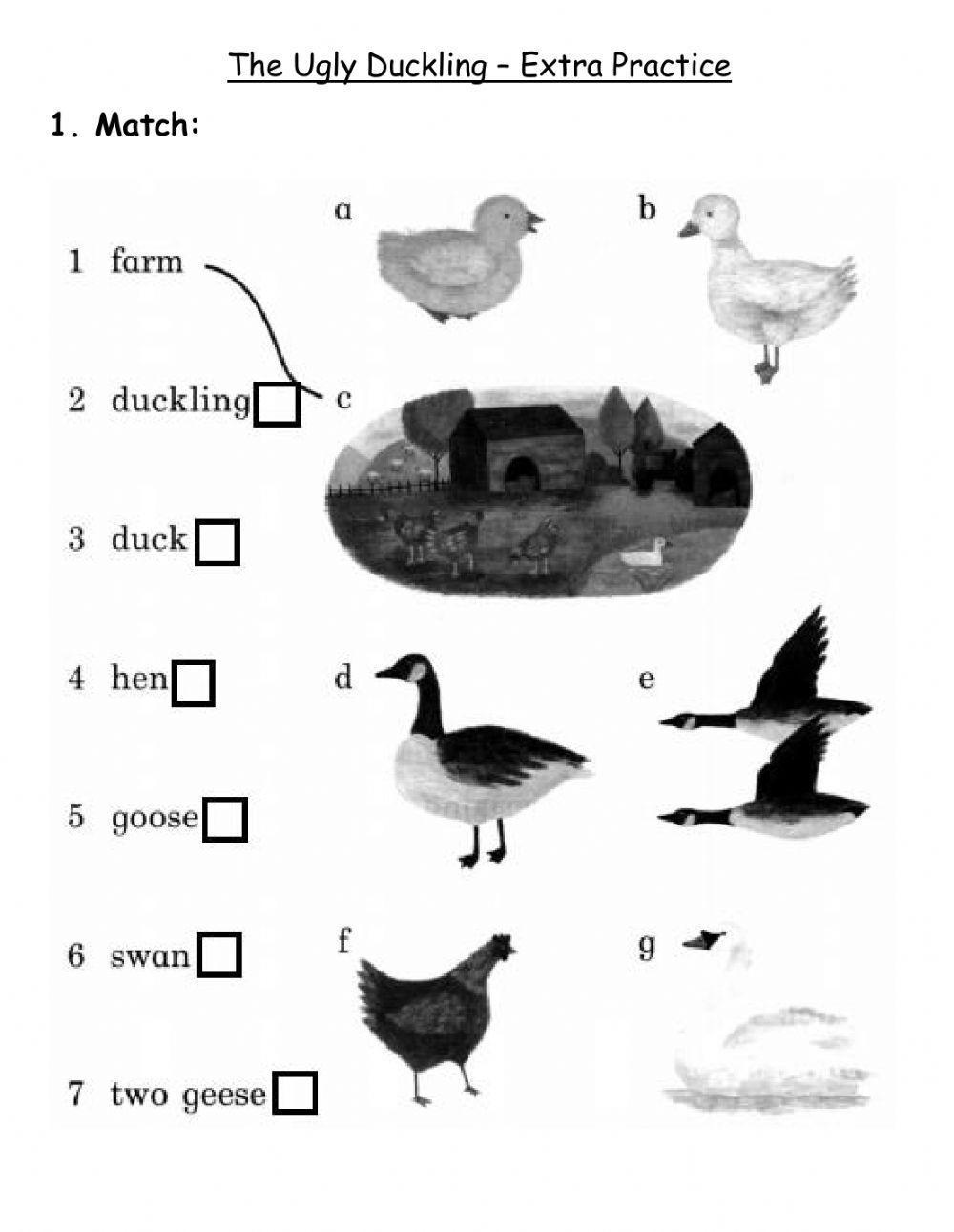 The Ugly Duckling - Extra Practice worksheet | Live Worksheets