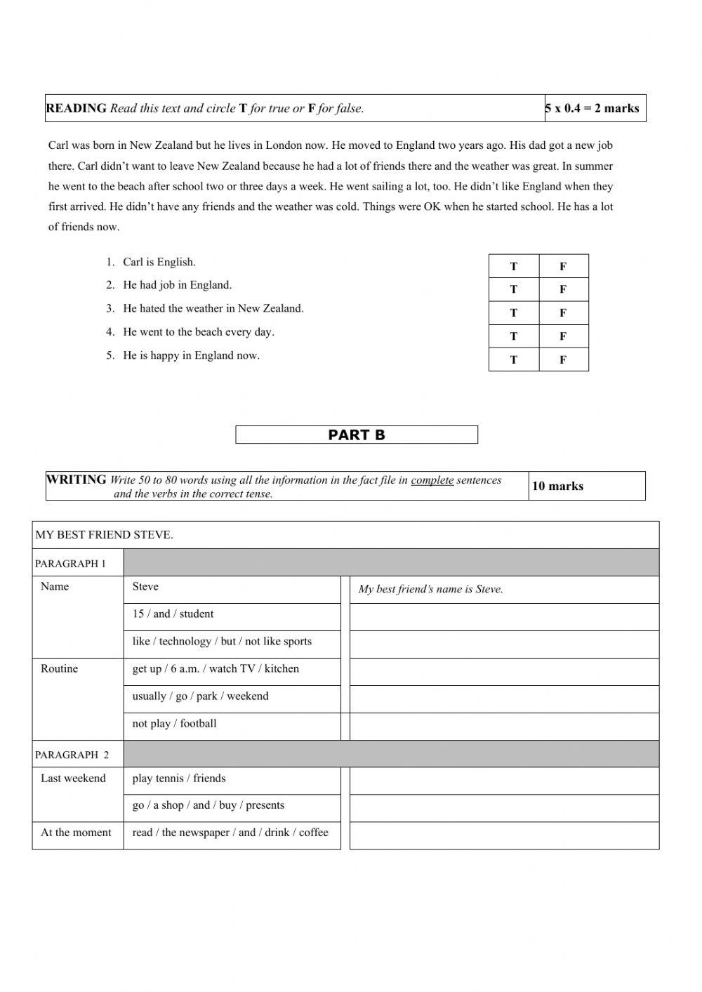Kids 5 - WRITTEN TEST (11) worksheet | Live Worksheets
