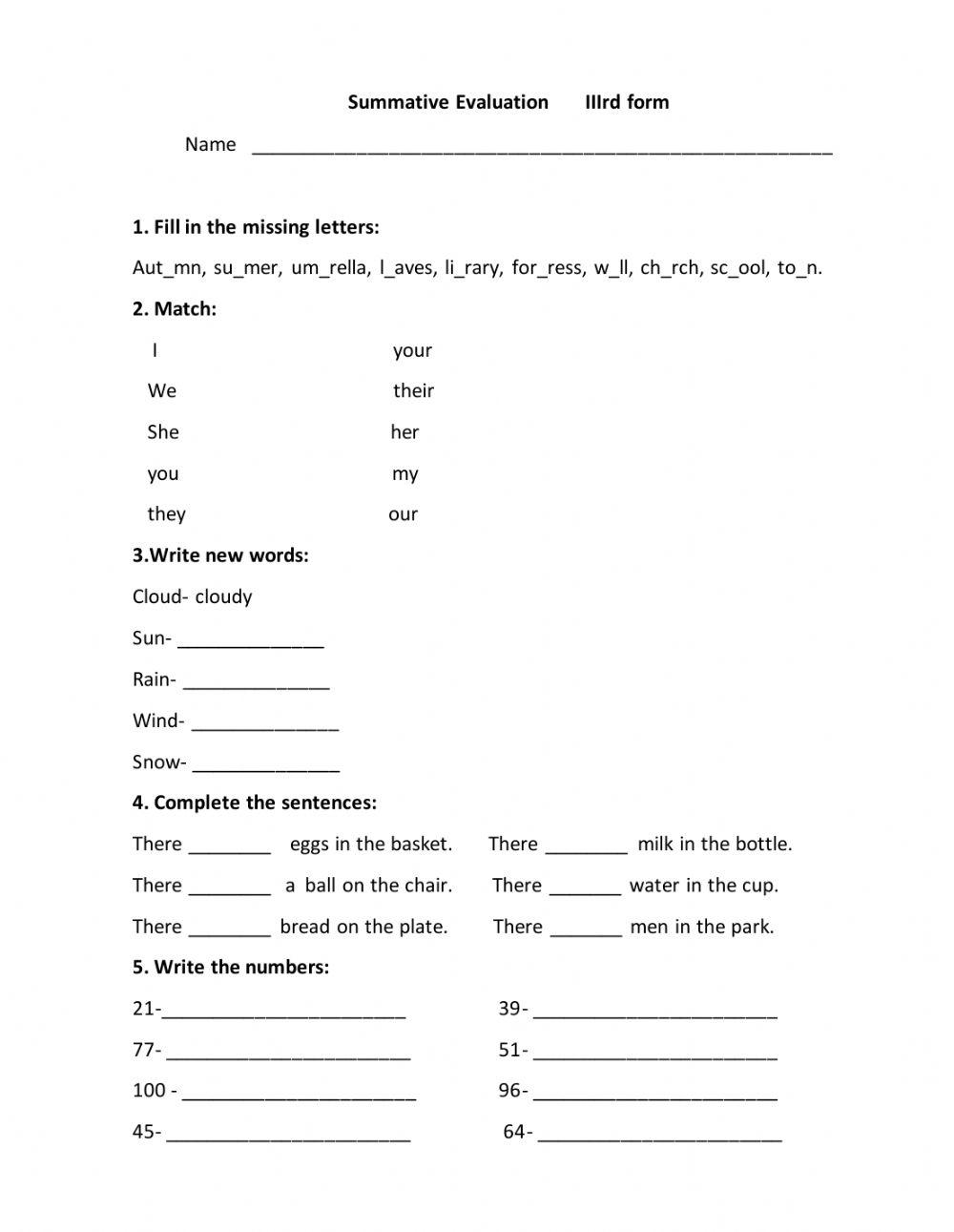 Numbers- there is- there are interactive worksheet | Live Worksheets
