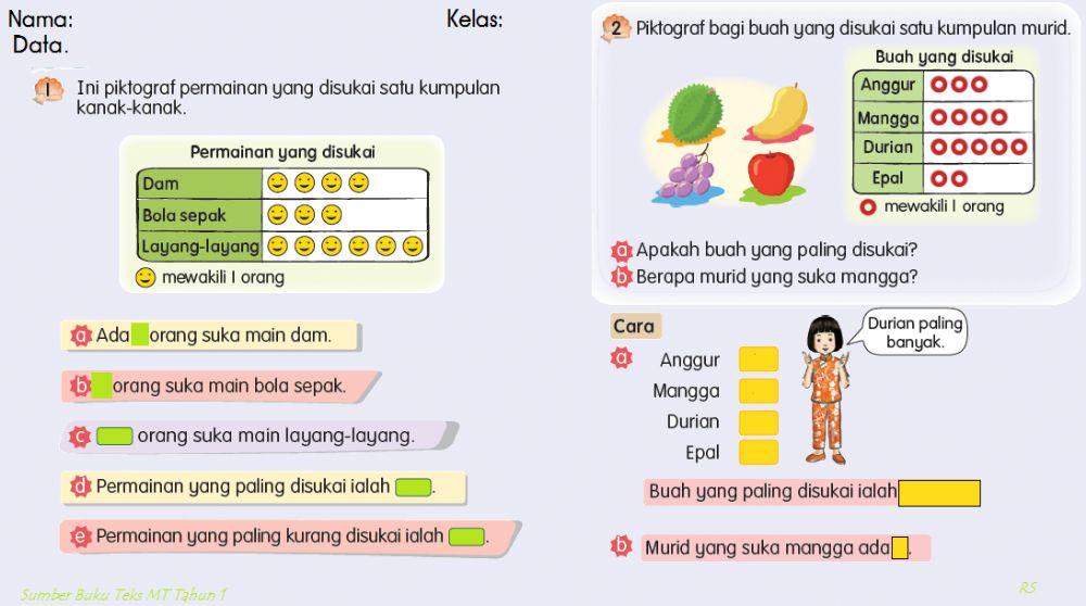 Data Tahun 1 exercise | Live Worksheets