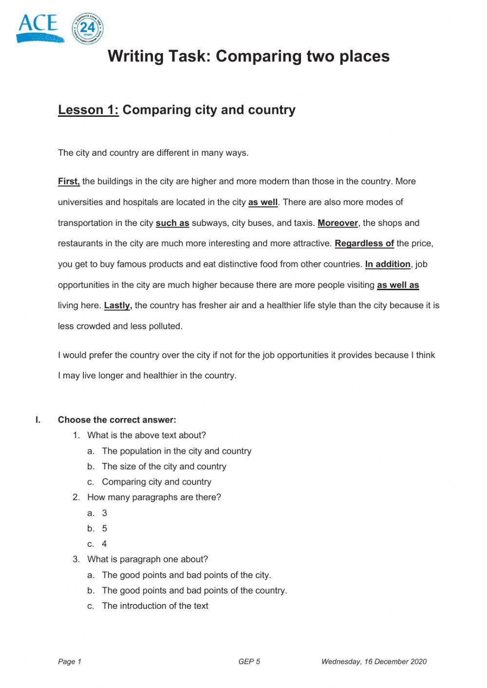 Comparing two p… | Free Interactive Worksheets | 594179