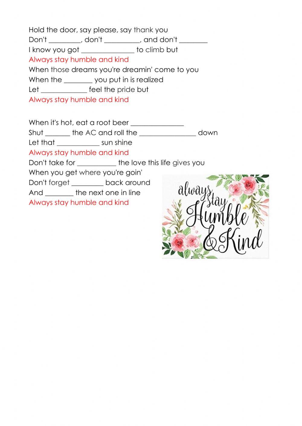 4556671 | Humble - Kind | ARZIAH | LiveWorksheets