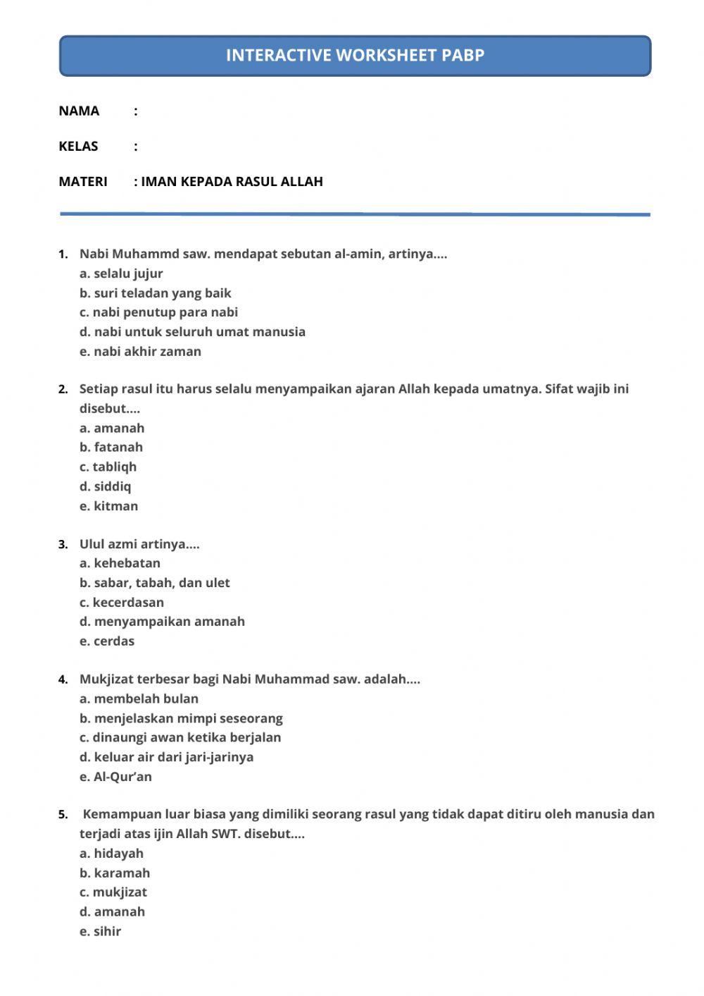 Soal multiple choice worksheet | Live Worksheets