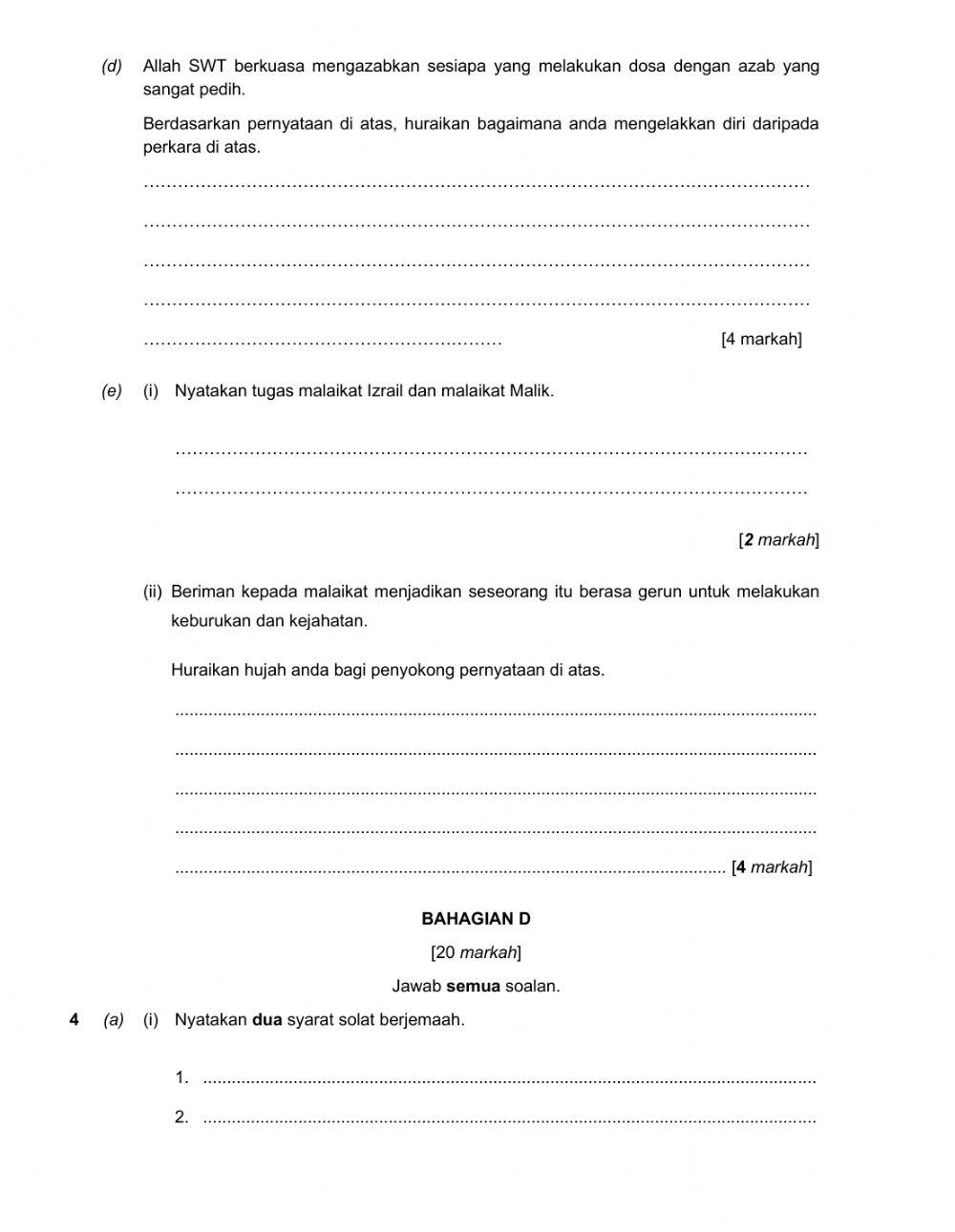 Peperiksaan akhiR tahun ting 3 SUBJEKTIF worksheet | Live Worksheets