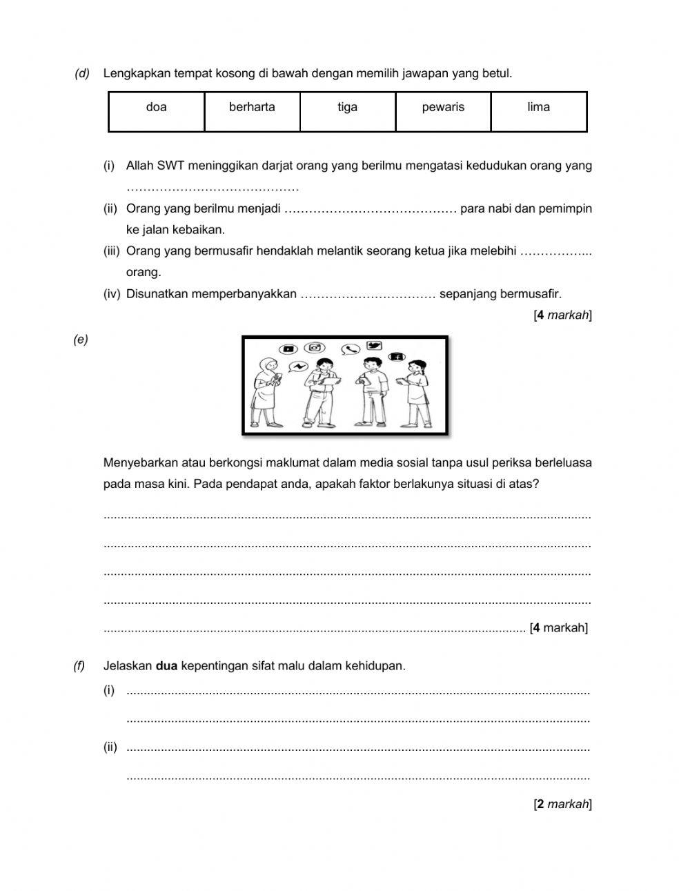 Peperiksaan akhiR tahun ting 3 SUBJEKTIF worksheet | Live Worksheets