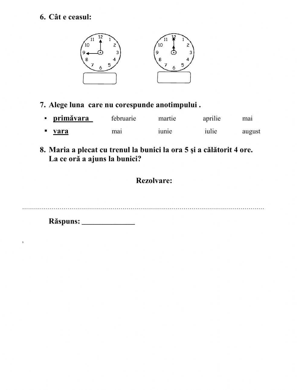 Verificare cunostinte interactive worksheet | Live Worksheets