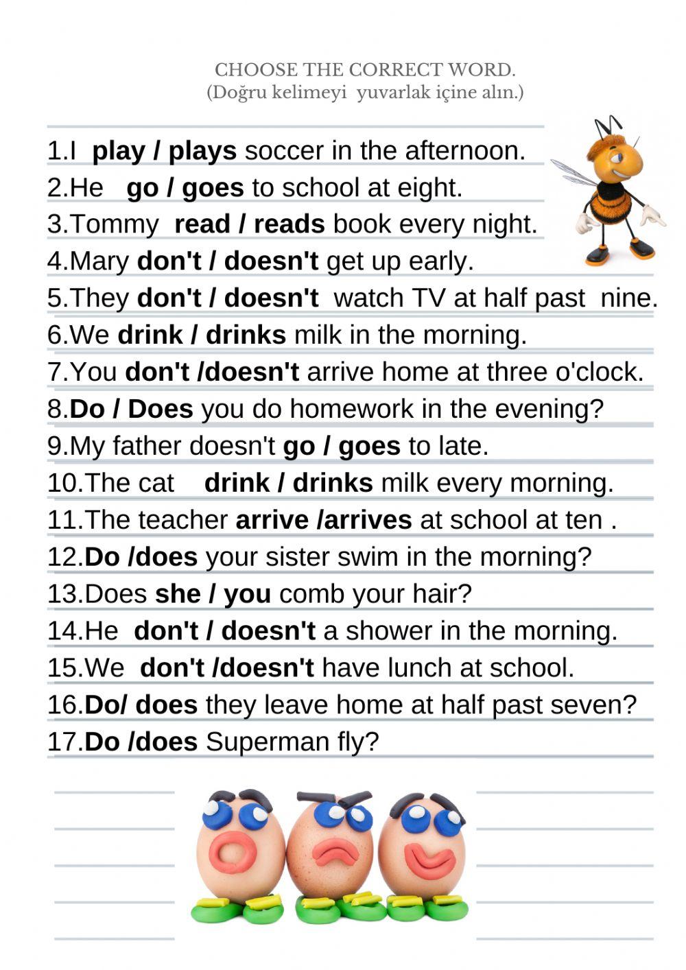 The Simple Pres… | Free Interactive Worksheets | 607939