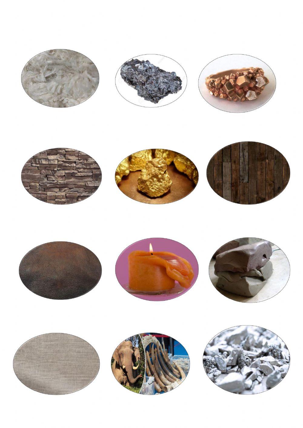 Natural materials exercise | Live Worksheets