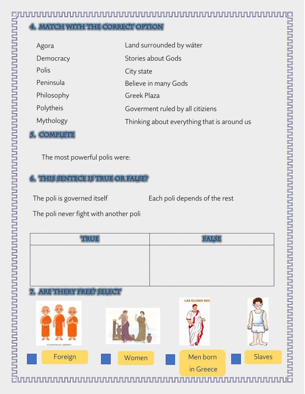 The ancient gre… | Free Interactive Worksheets | 595805