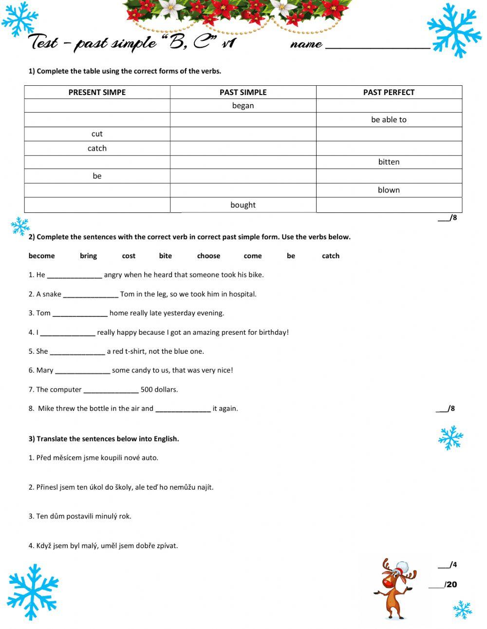 Solutions Elementary - irregular verbs B, C 4559163 | Eva