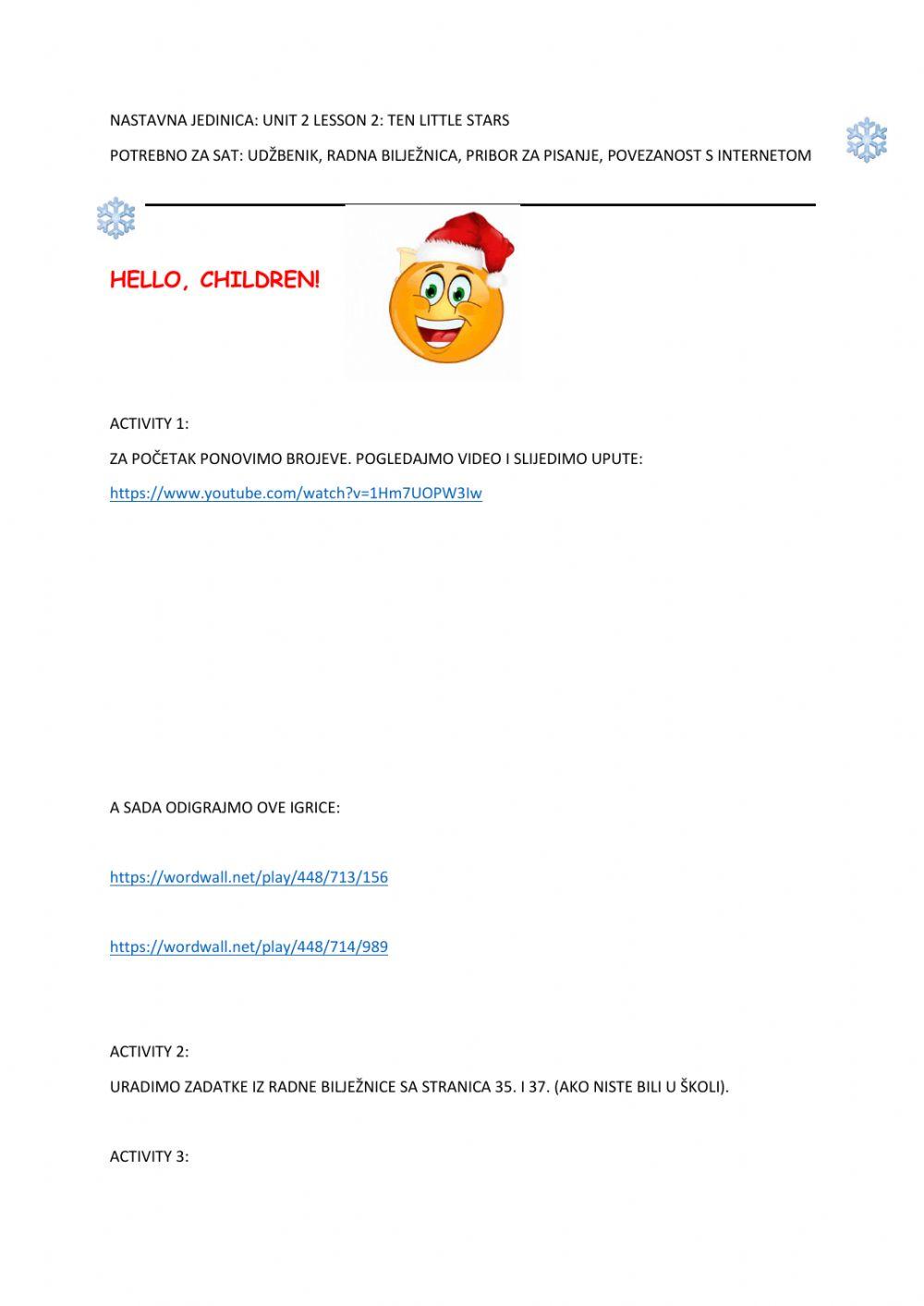 Ten little stars - u2l2 worksheet | Live Worksheets