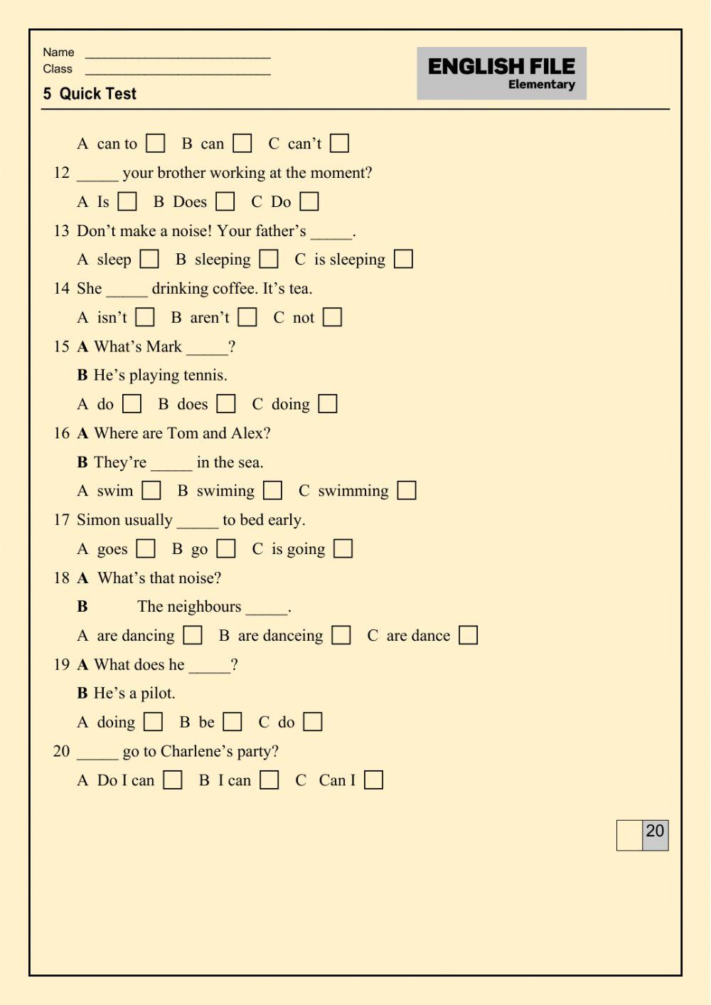 Test 5 Elementary worksheet | Live Worksheets