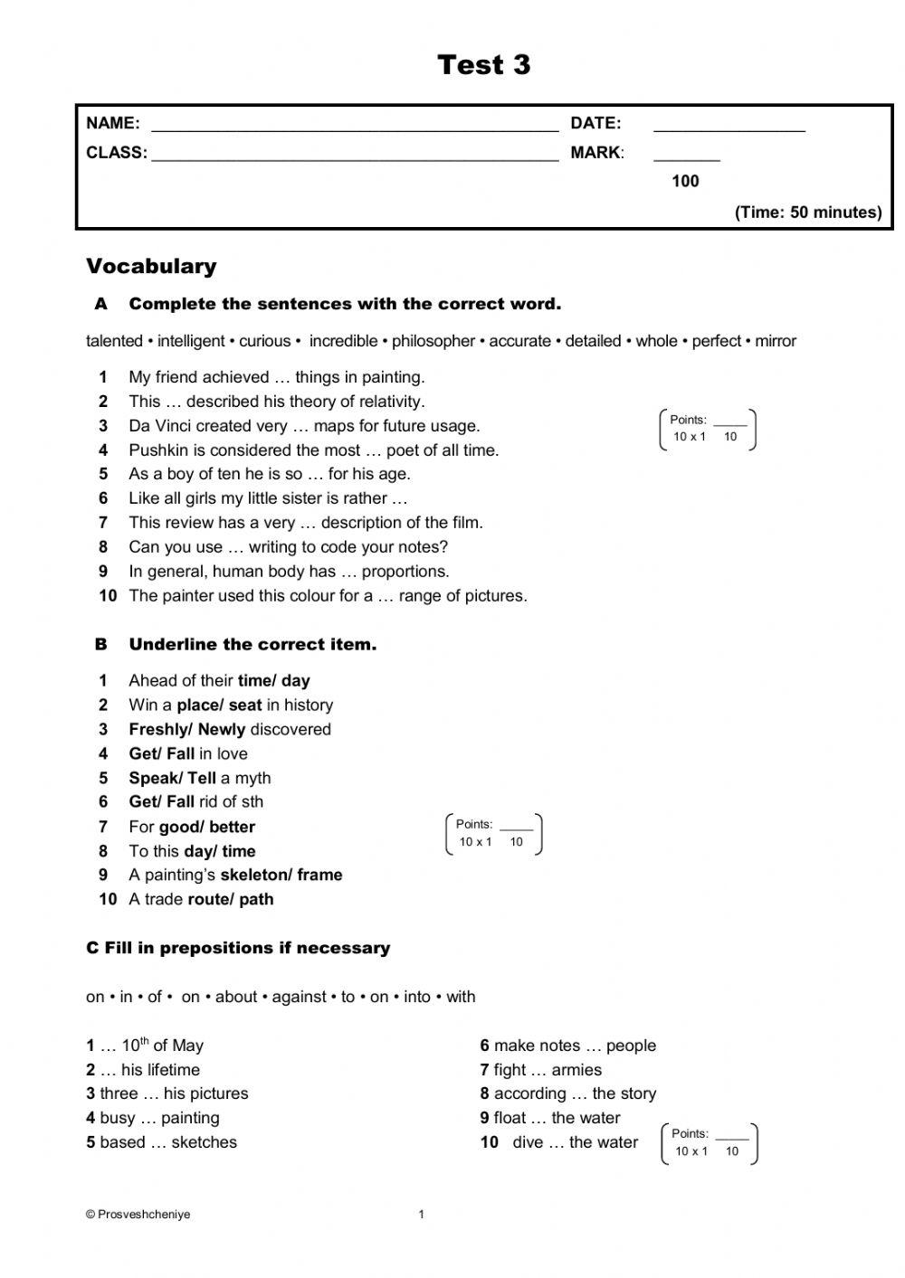 Starlight 6 -- Final Test 3 online exercise for | Live Worksheets