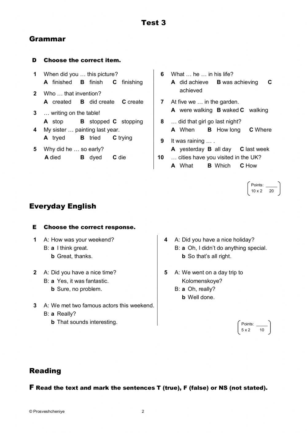 Starlight 6 -- Final Test 3 online exercise for | Live Worksheets