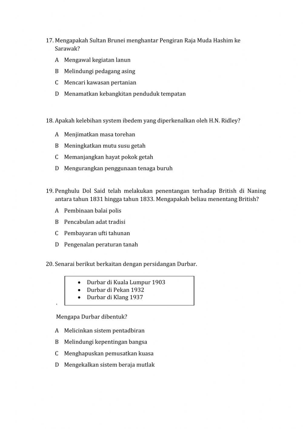 LATIHAN BAHAGIAN A (20 SOALAN OBJEKTIF | junmea0101