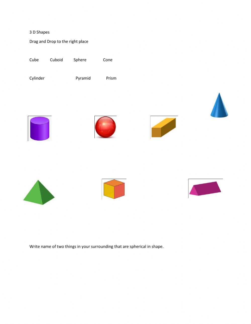 3 D Shapes 598632 | shailendrac647 | Live Worksheets