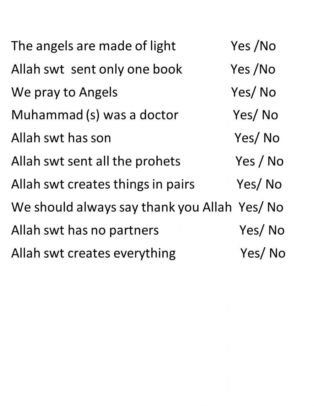 Islam studies for Grade 1and grade 2 online exercise for | Live Worksheets