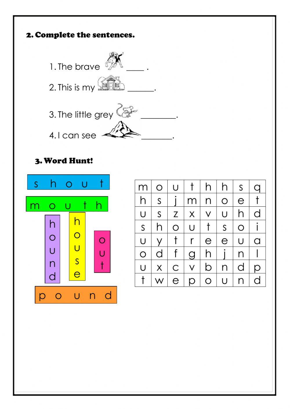 Lesson 56 - ou sound worksheet | Live Worksheets