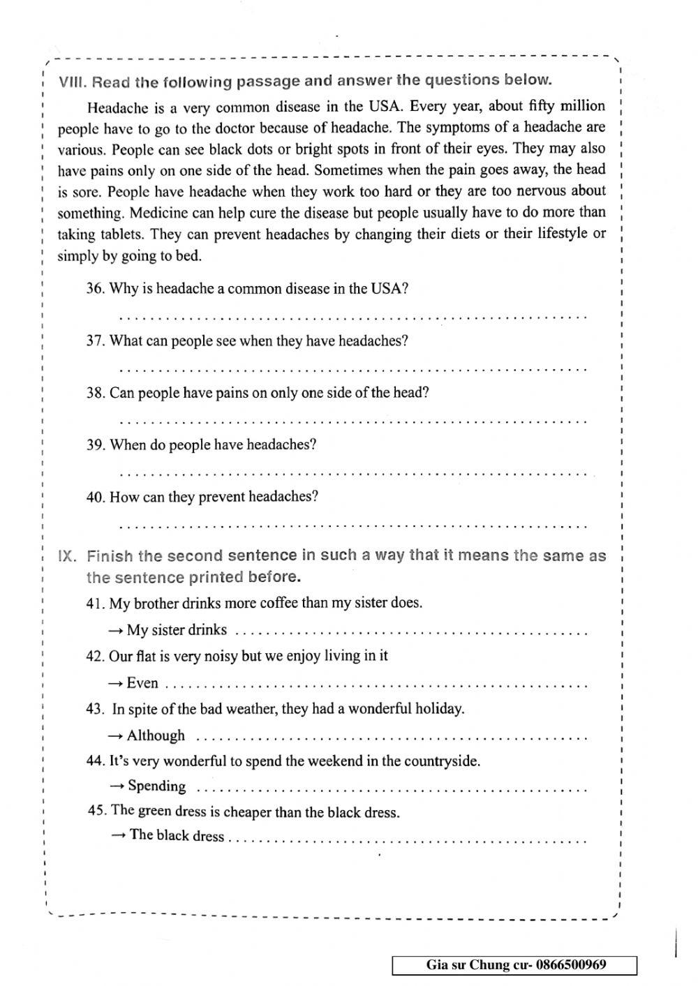 English 6 - Đề số 26 worksheet | Live Worksheets