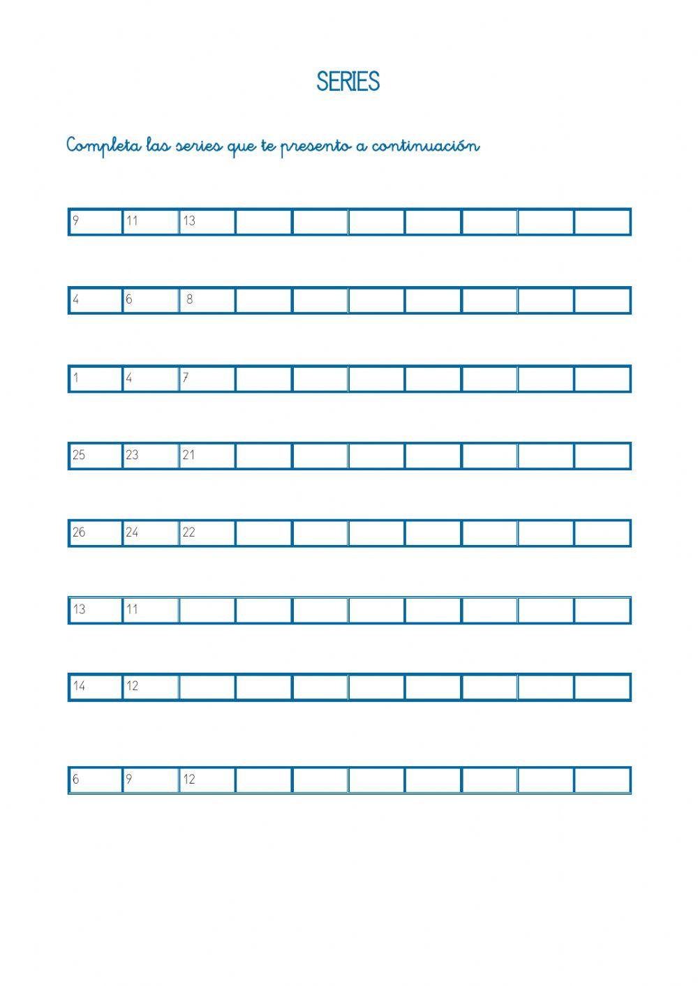 Series de 2 y d… | Free Interactive Worksheets | 600287