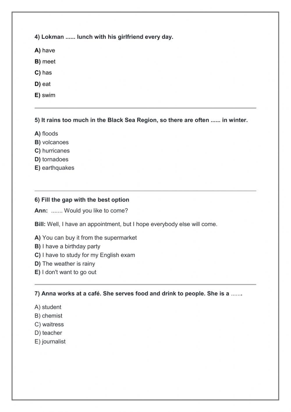 Exam activity for 9 | Live Worksheets