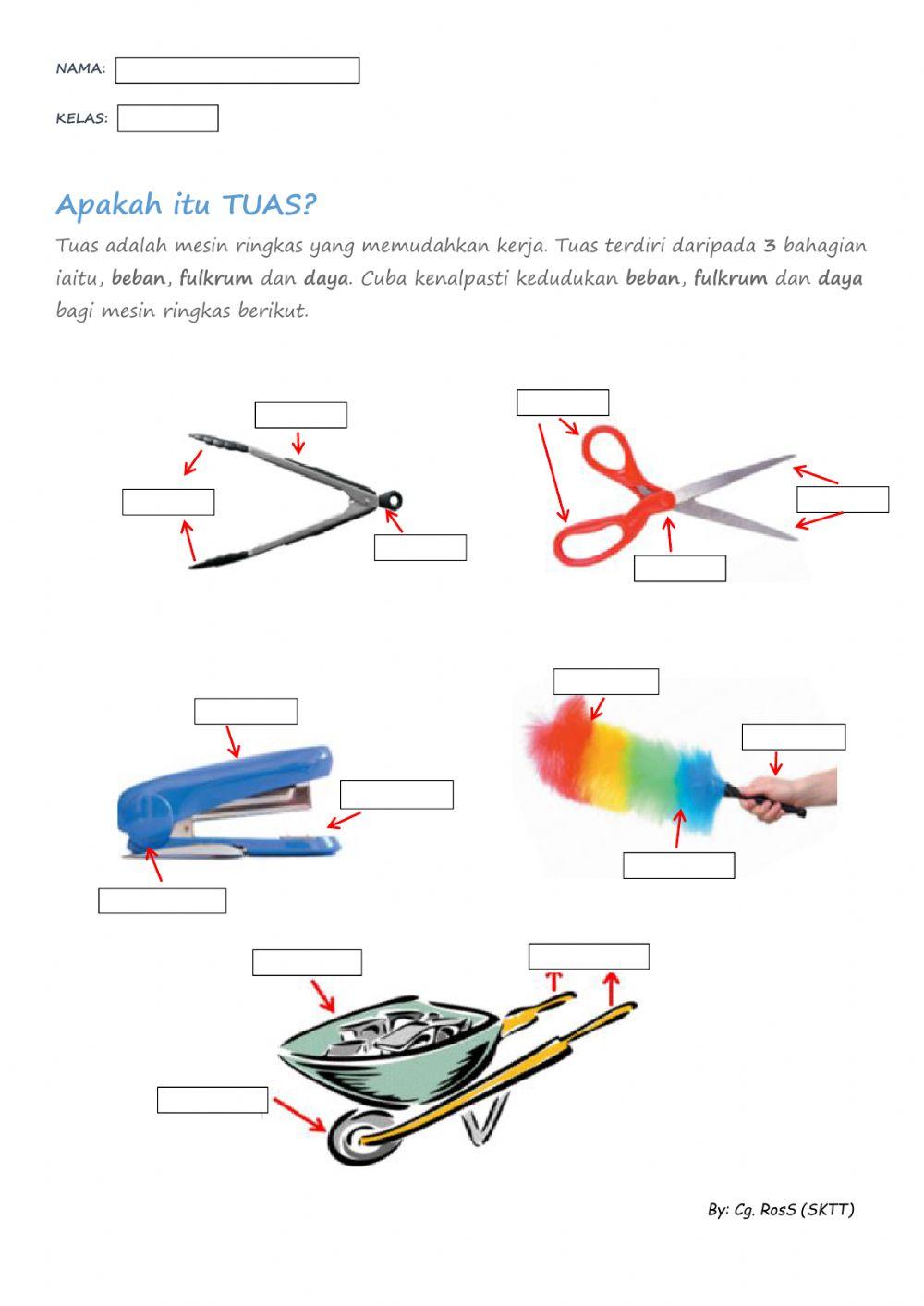 Mesin:Tuas worksheet | Live Worksheets