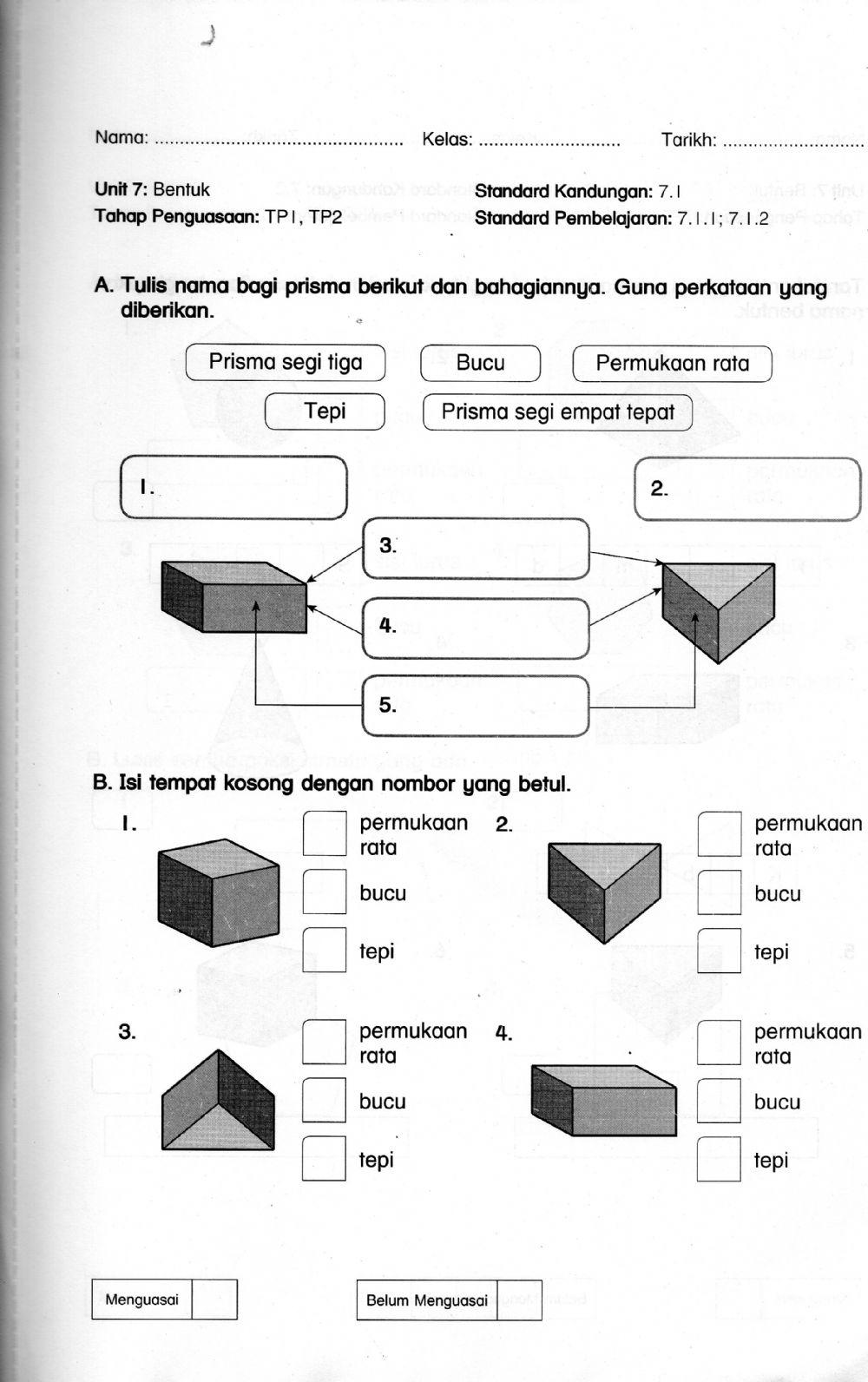 Bentuk Matematik exercise | Live Worksheets