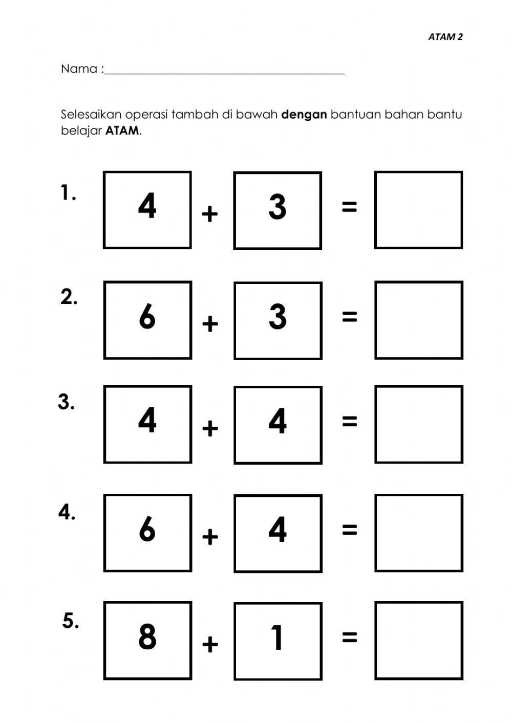 Atam 2 worksheet | Live Worksheets