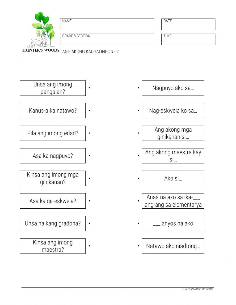 Ang Akong Kaugalingon (2-4) worksheet | Live Worksheets