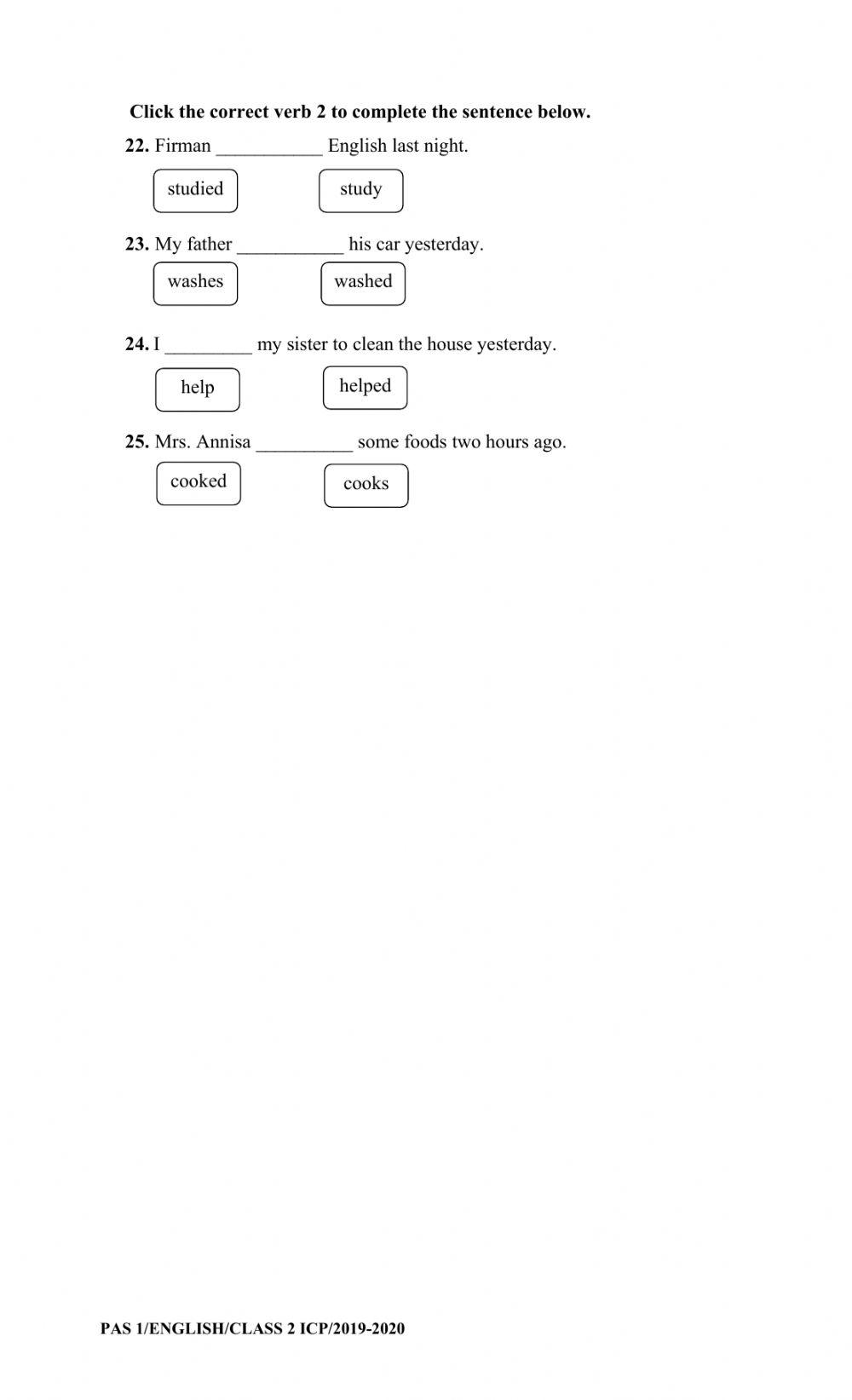 PAS English worksheet | Live Worksheets