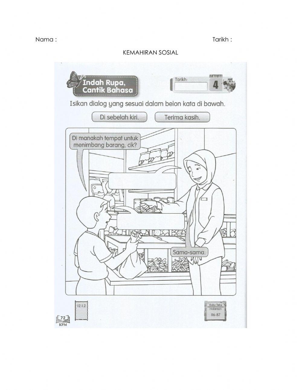 Kemahiran Sosial di Pasar Raya worksheet | Live Worksheets