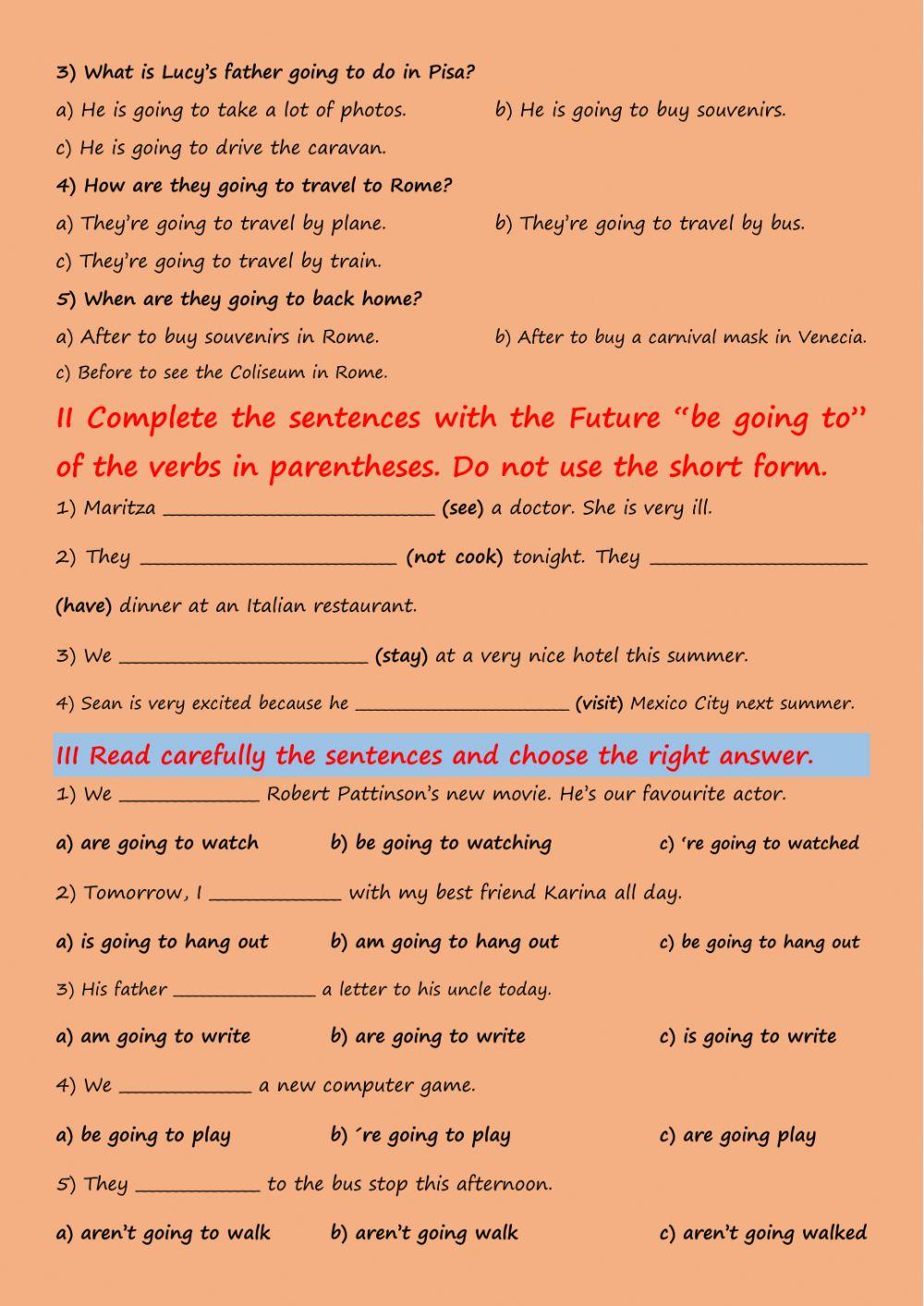 Be going to + verb worksheet | Live Worksheets
