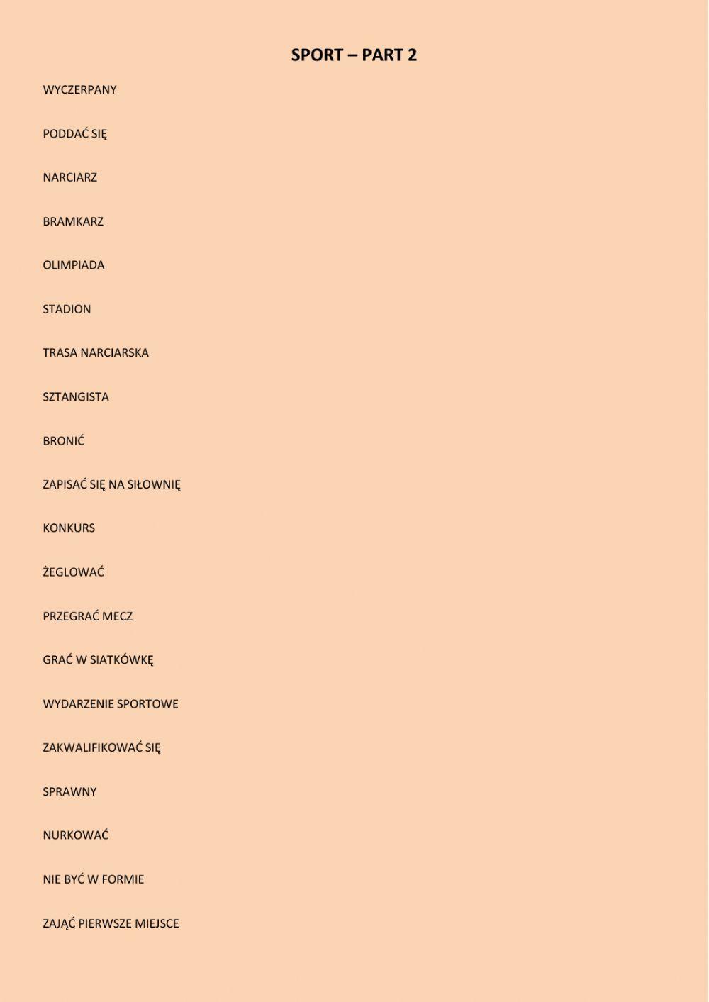 Sport part 2 worksheet | Live Worksheets