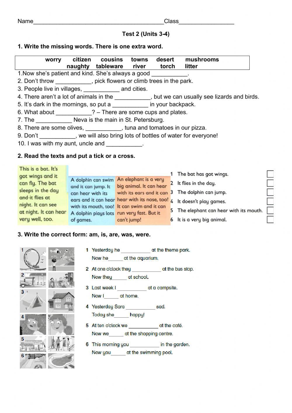 Test (Units 3-4) worksheet | Live Worksheets