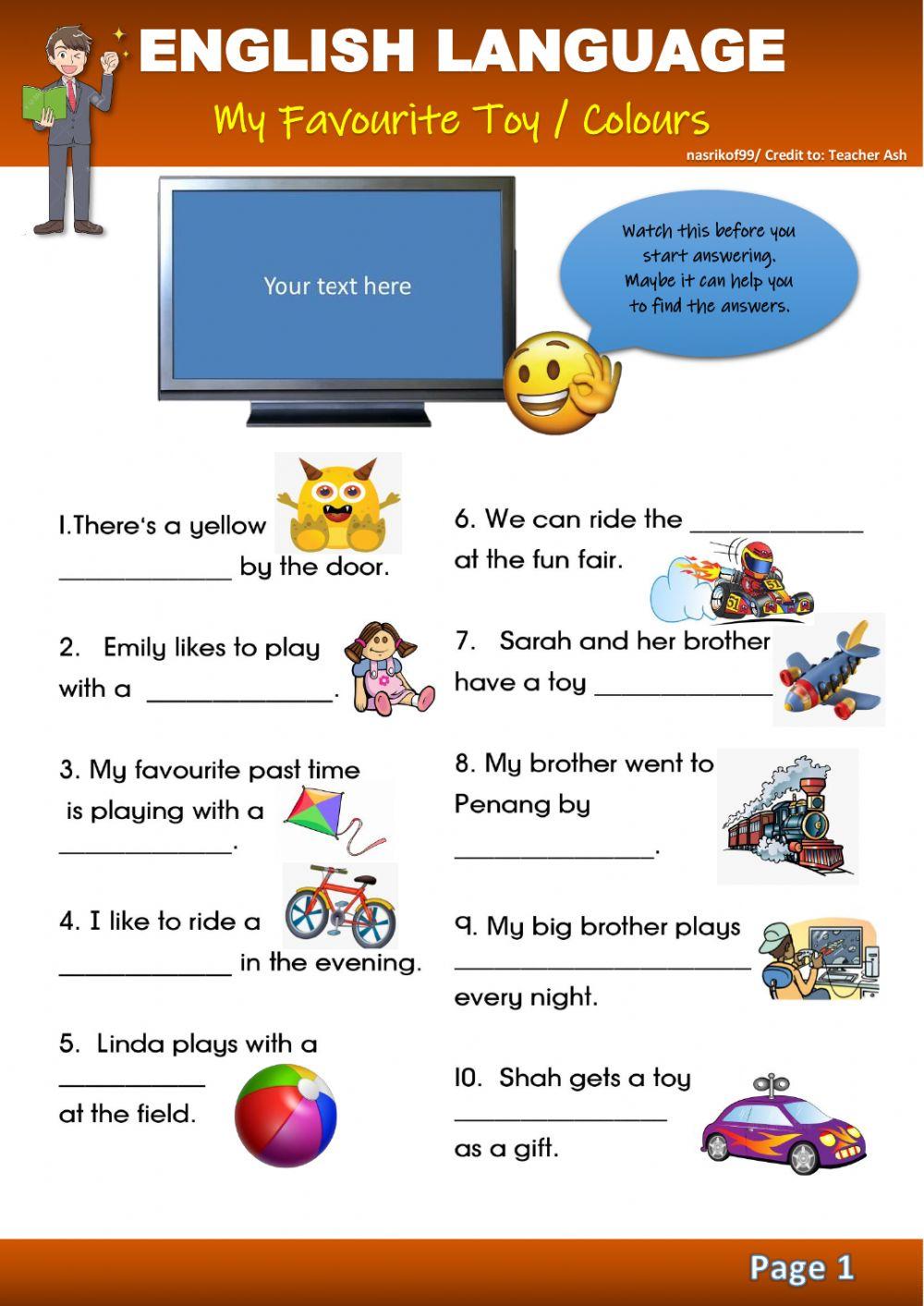 My favourite to… | Free Interactive Worksheets | 557937