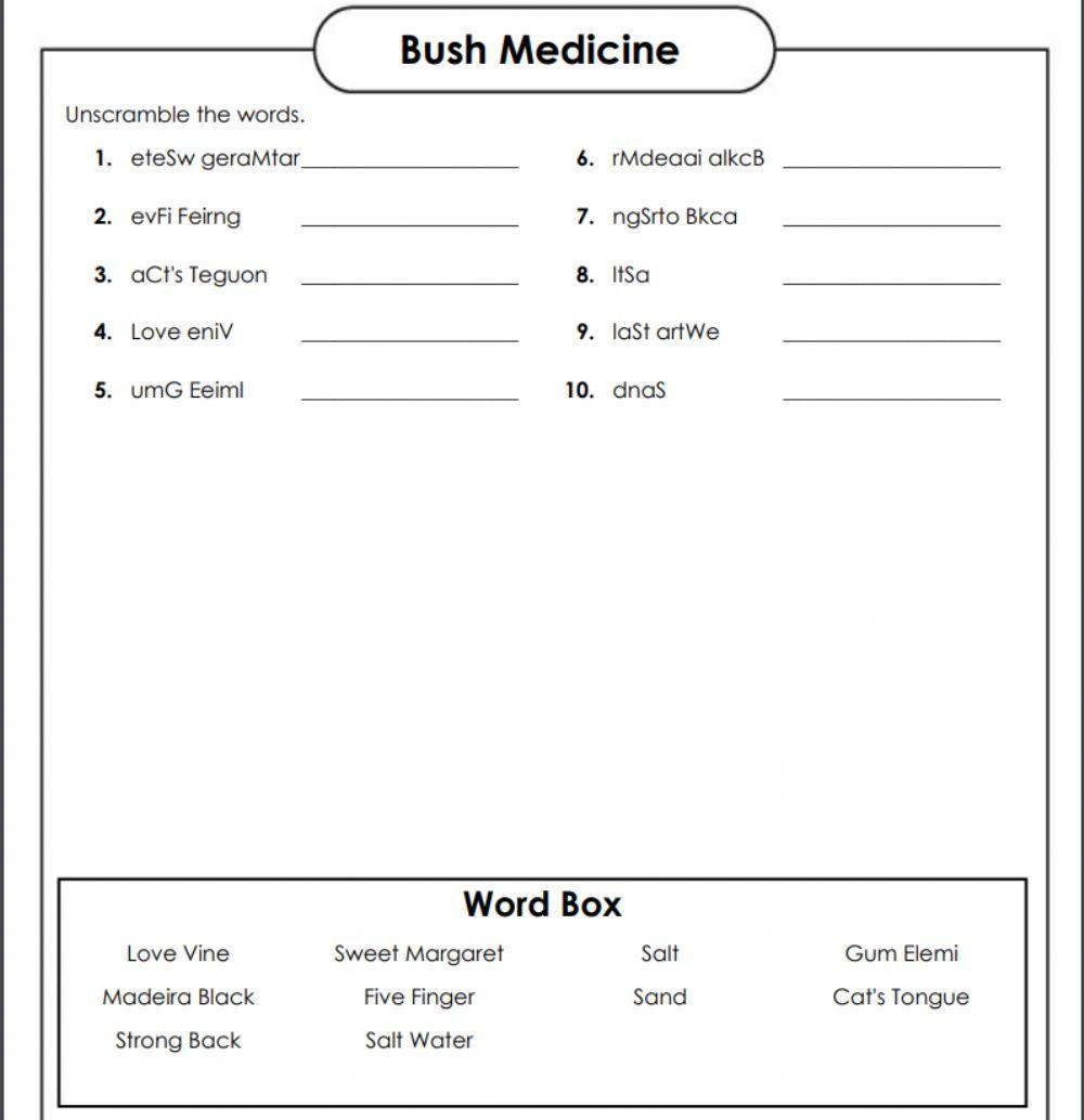 Bush Medicine | Free Interactive Worksheets | 558259