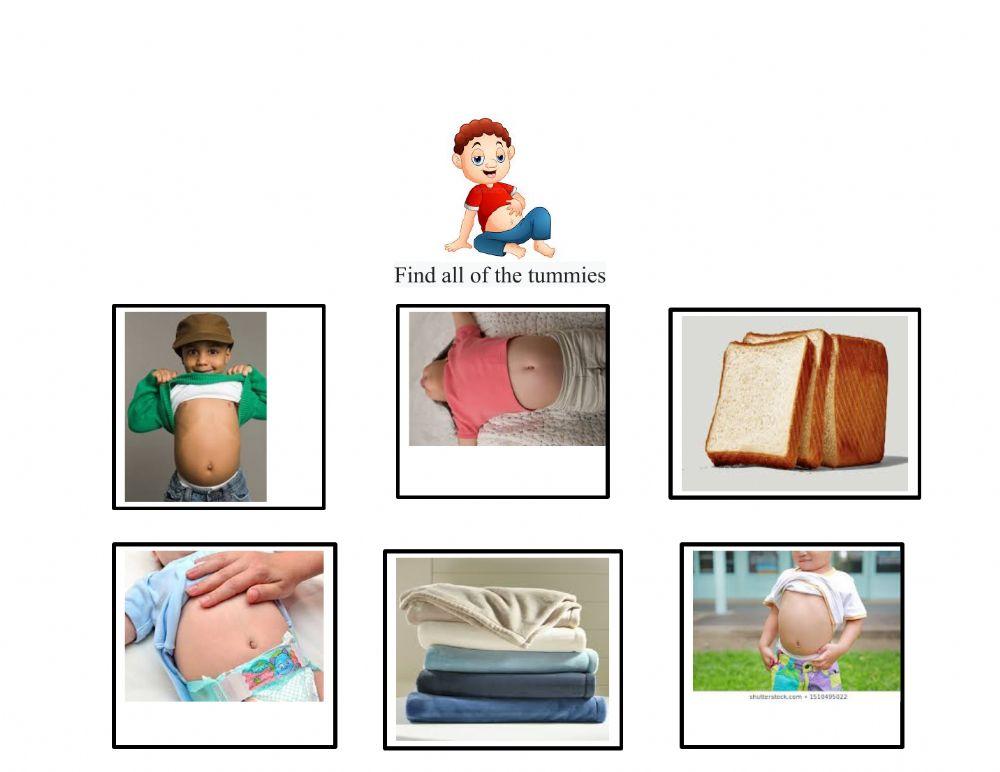 Find all the tummies worksheet | Live Worksheets