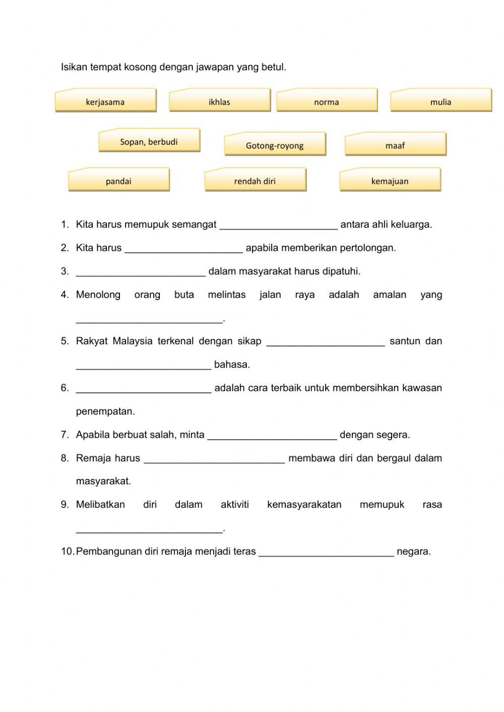 Pendidikan Kesihatan tahun 5 interactive worksheet | Live Worksheets