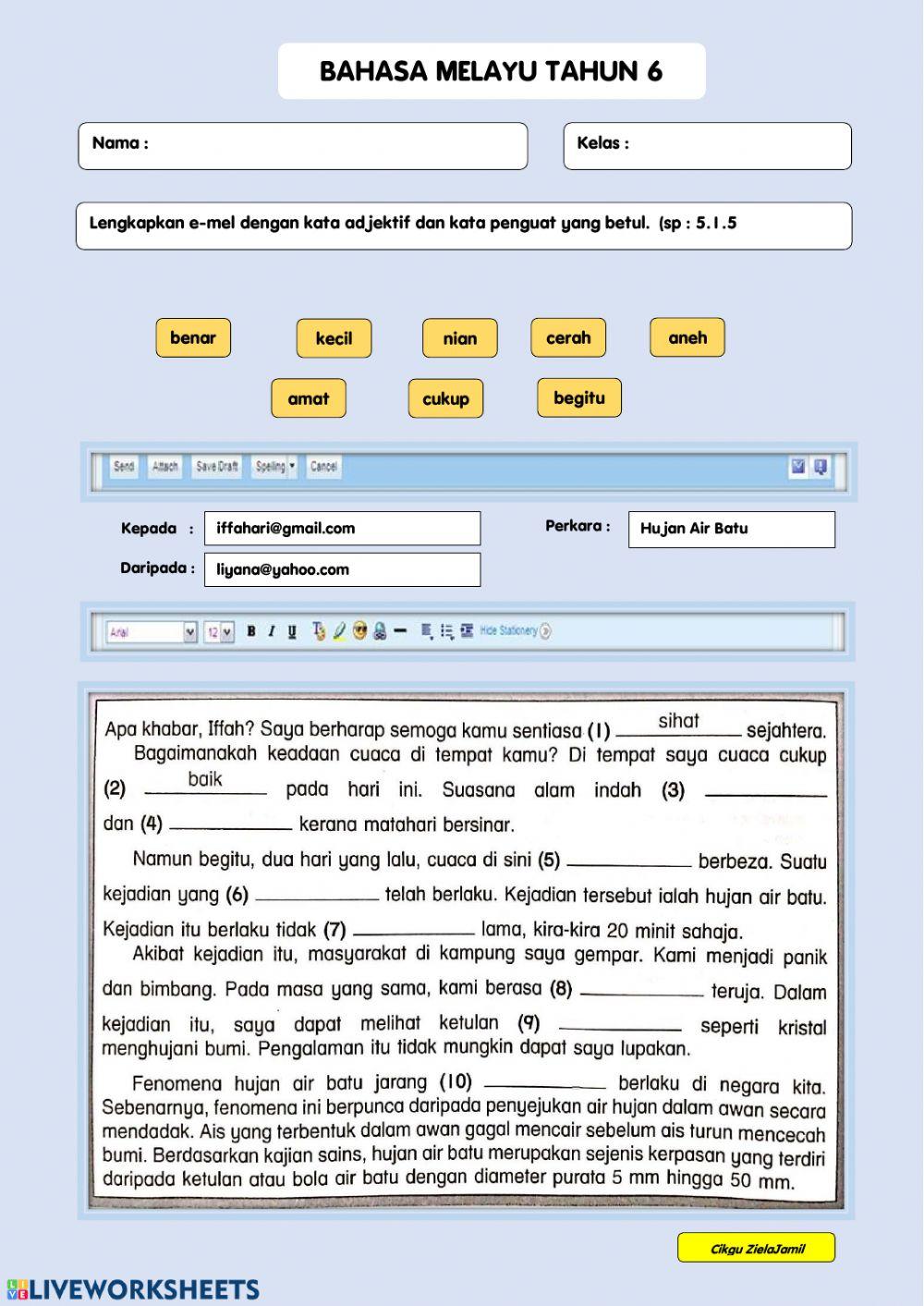 Kata penguat dan adjektif worksheet | Live Worksheets