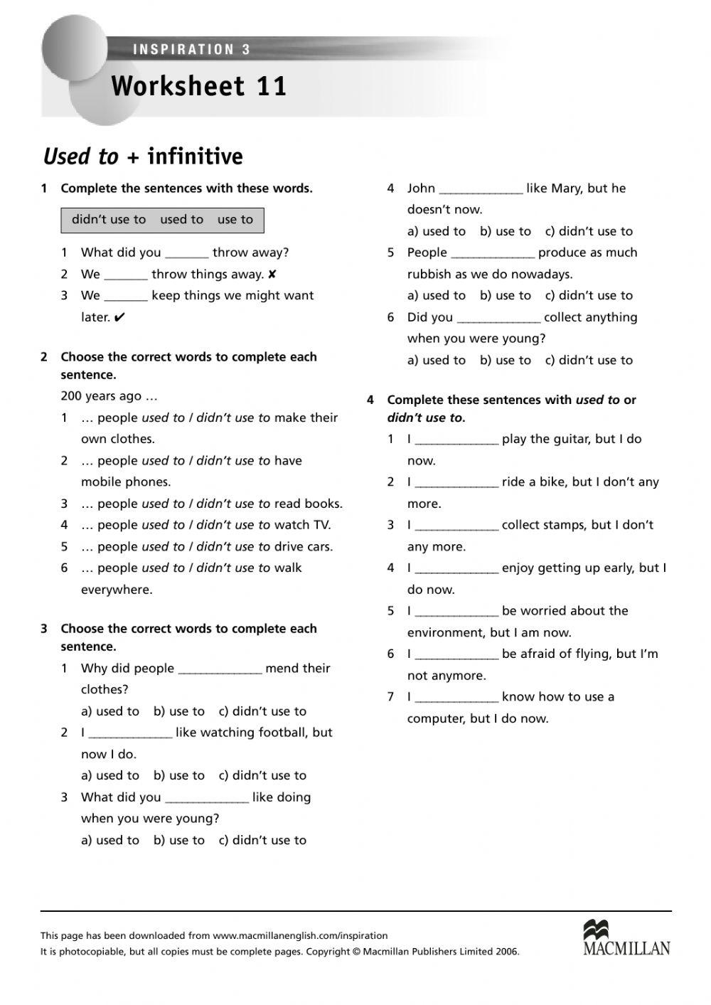 expressing past - used to online exercise for | Live Worksheets