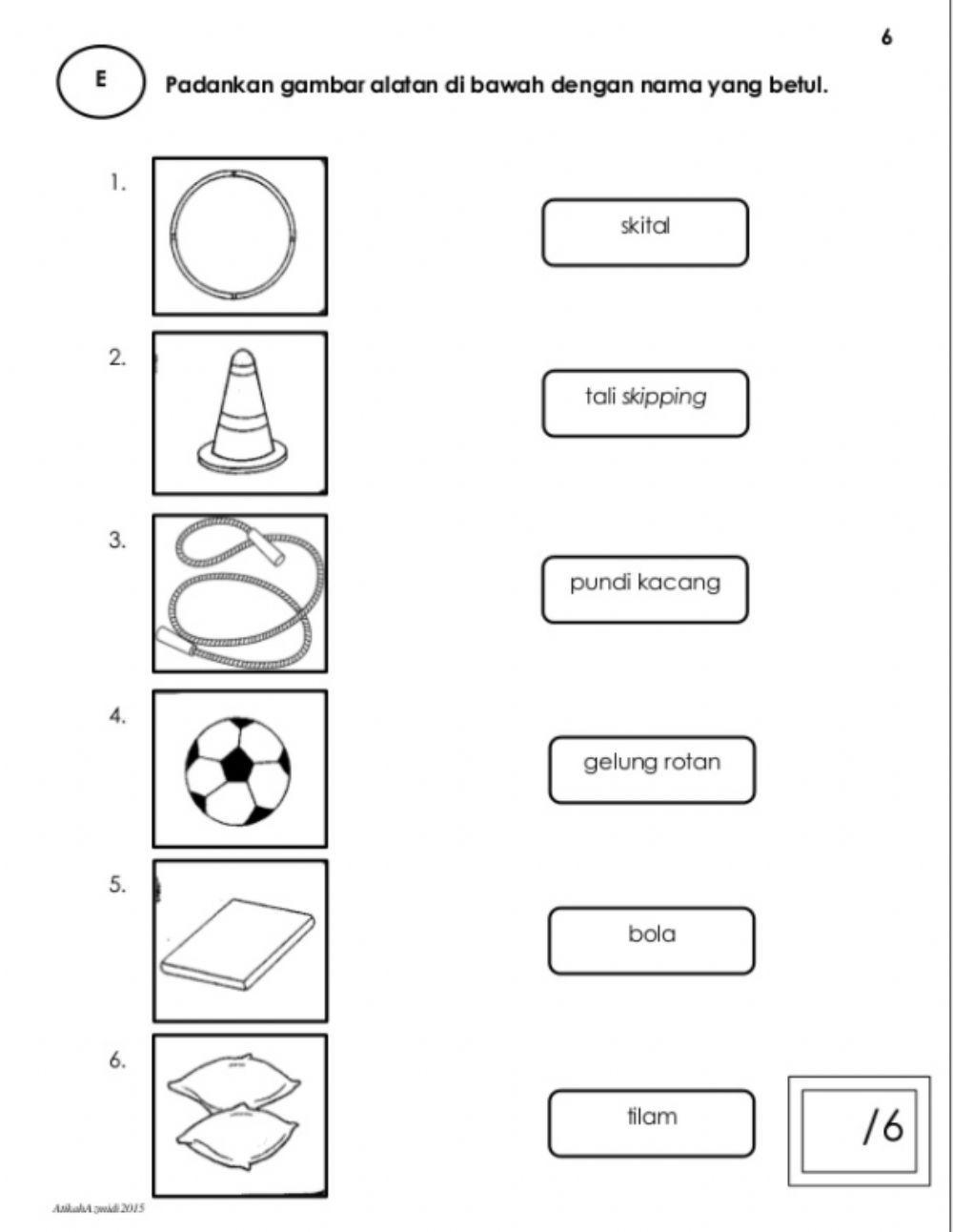 Padankan PENDIDIKAN JASMANI worksheet | Live Worksheets