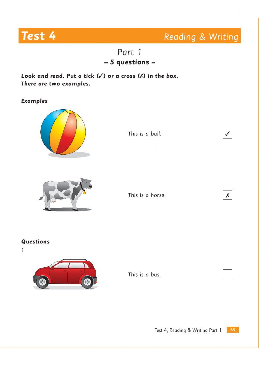 6291860 | Kids 2 - Practice Test 4 - Reading and Writing