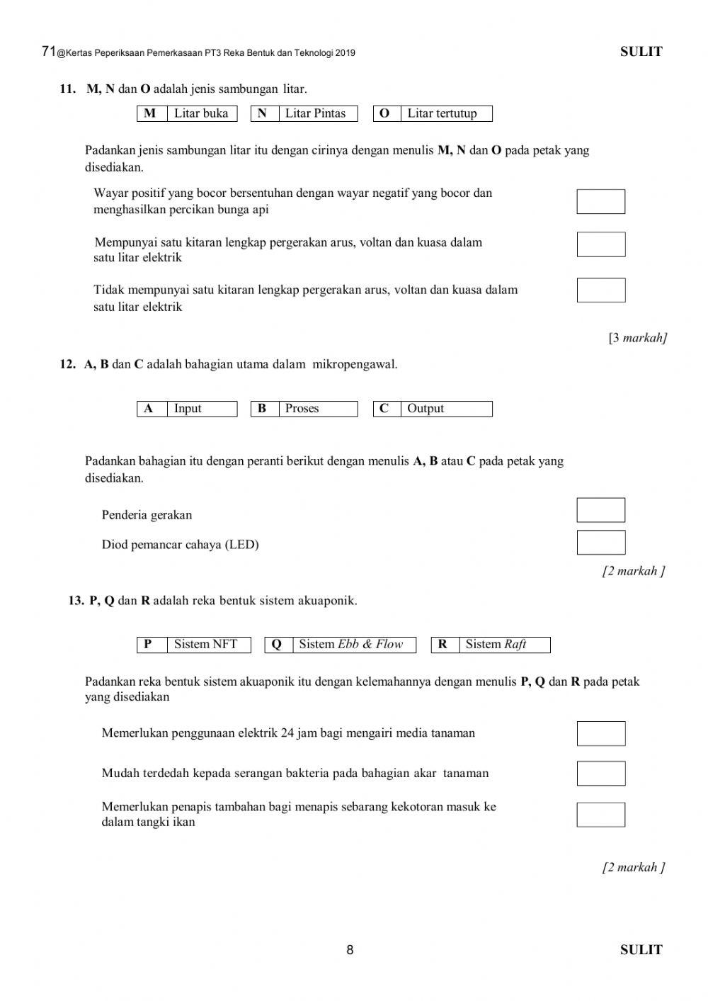 PEPERIKSAAN AKHIR TAHUN RBT TINGKATAN 3 online exercise for | Live ...