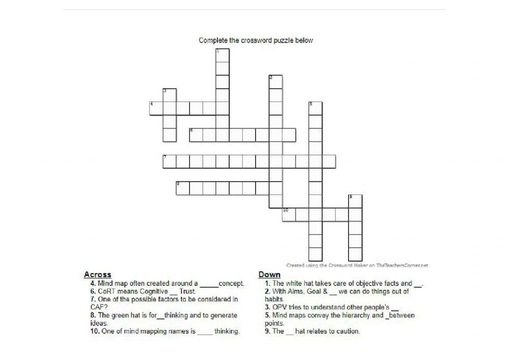 Crossword Creative Thinking & Problem Solving worksheet | Live Worksheets Crossword Creative Thinking & Problem Solving worksheet | Live Worksheets