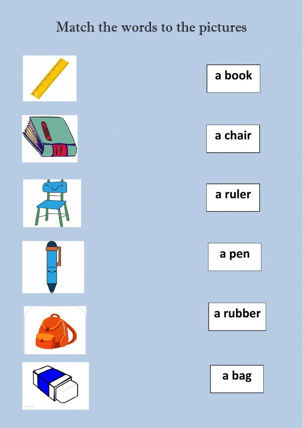 Classroom objects online exercise for grade 2 | Live Worksheets