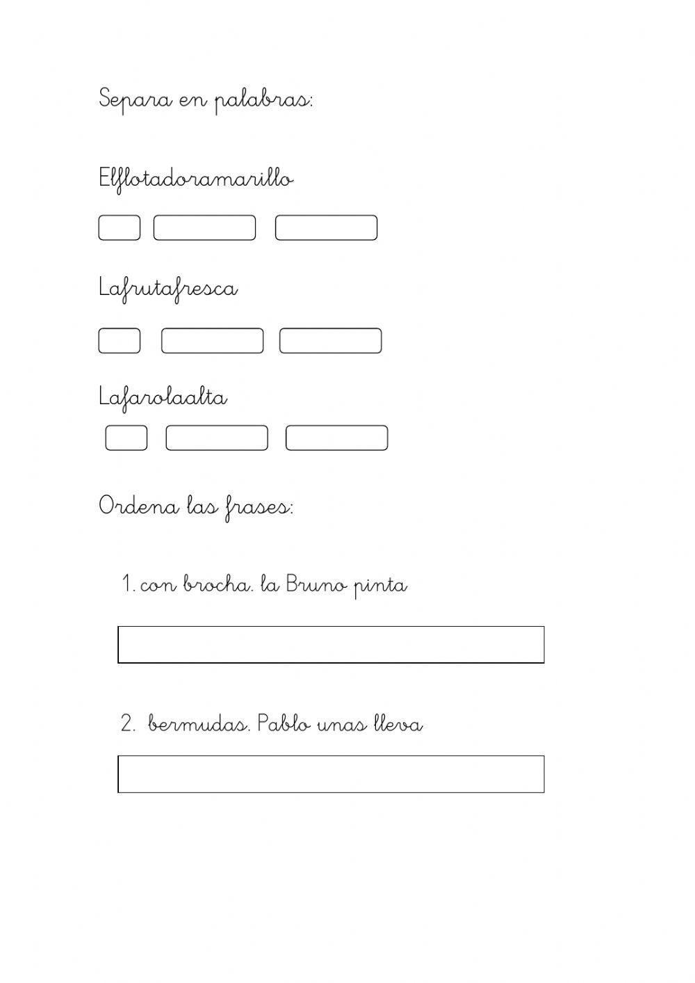 Separa y Ordena worksheet | Live Worksheets