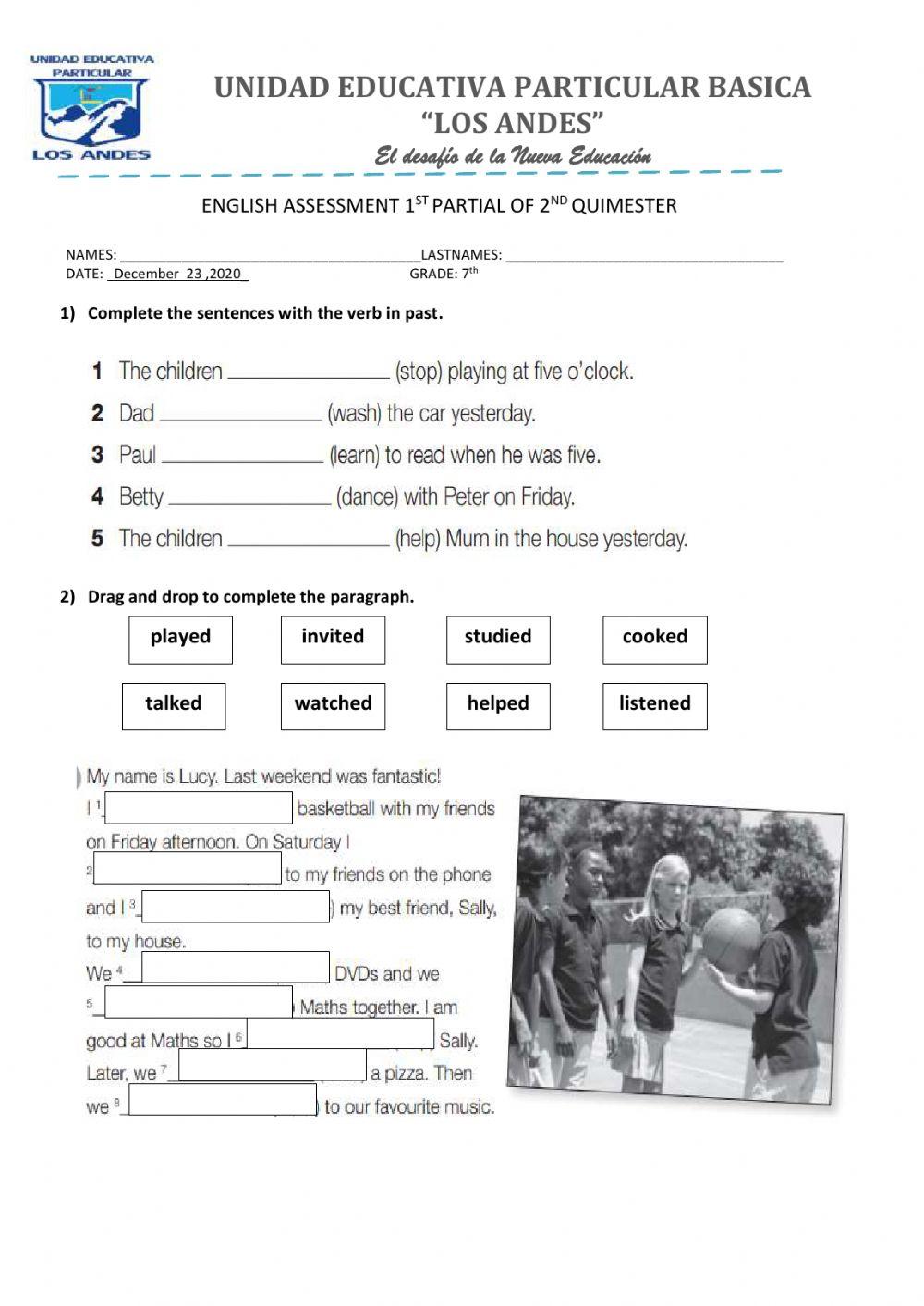 English assessment for 7th EGB 601989 | mariajscastillo20
