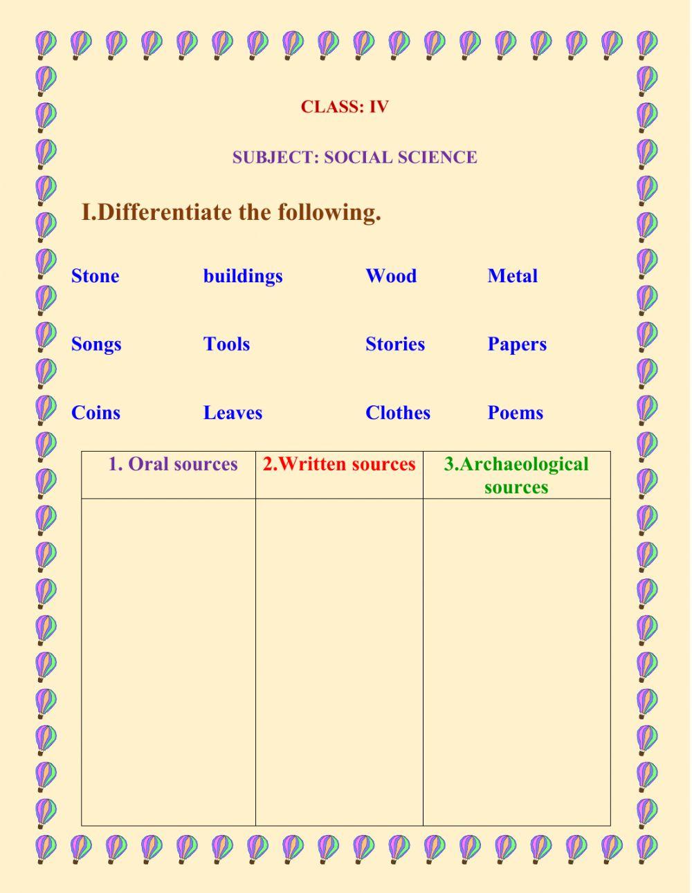 Sources of history online exercise for | Live Worksheets